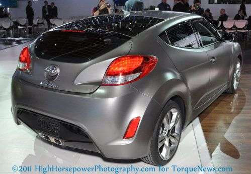 The passenger's side rear view of the 2012 Hyundai Veloster | Torque News